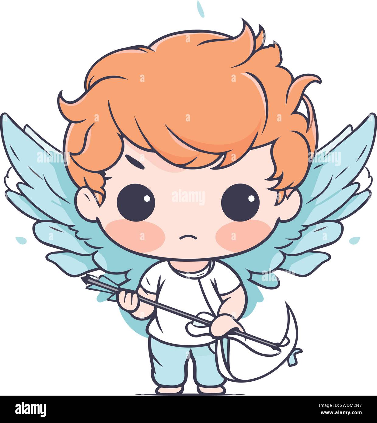 Cute Little Cupid Angel With Bow And Arrow Vector Illustration Stock Vector Image And Art Alamy