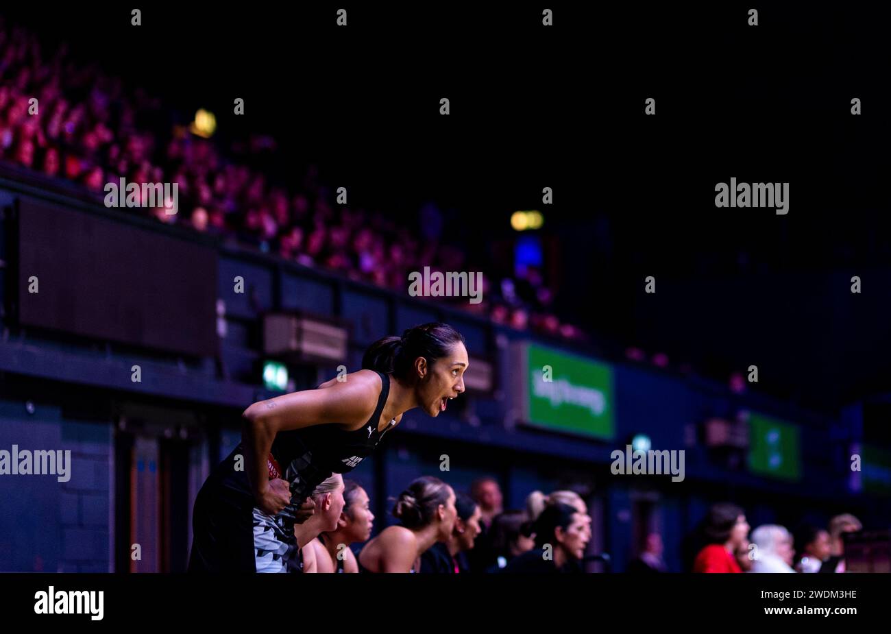 New Zealand's Phoenix Karaka cheering on from the sub bench during the ...
