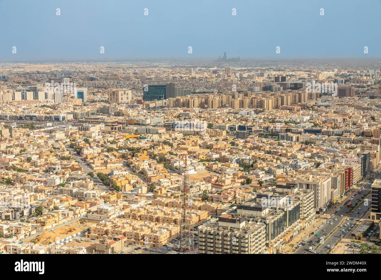 Aerial panorama of residential district streets of Riyadh city, Al Riyadh, Saudi Arabia Stock ...