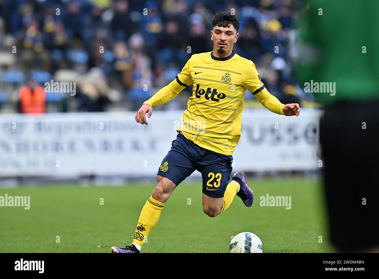 Vorst, Belgium. 21st Jan, 2024. Cameron Puertas (23) of Union pictured ...