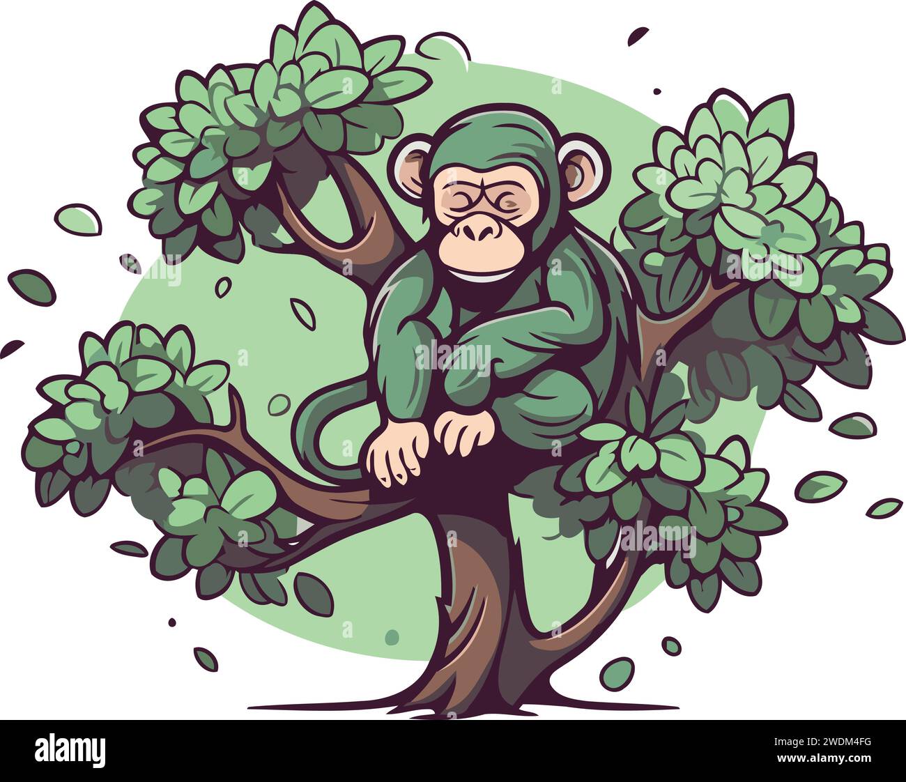 The monkey on the tree Stock Vector Images - Alamy