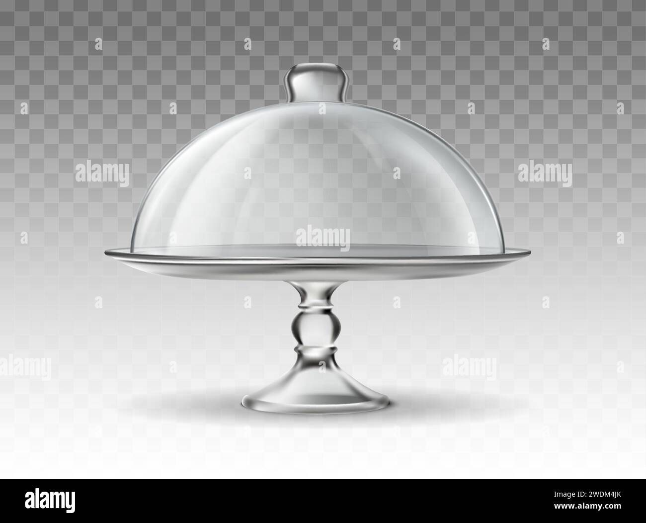 realistic vector icon illustration. Transparent glass cloche. Cake ...
