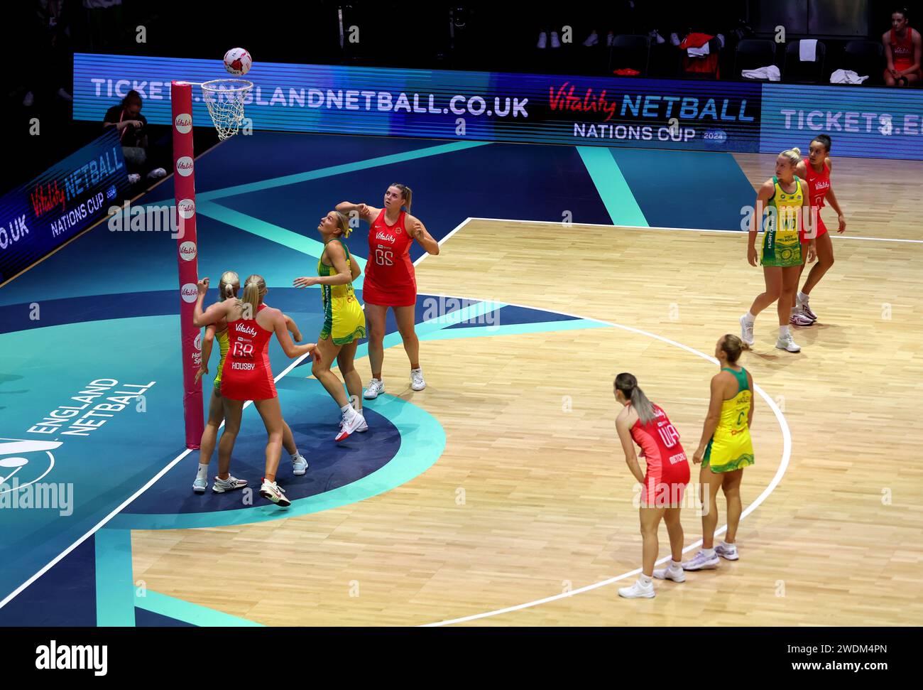 England's Eleanor Cardwell shoots during the Vitality Netball Nations ...