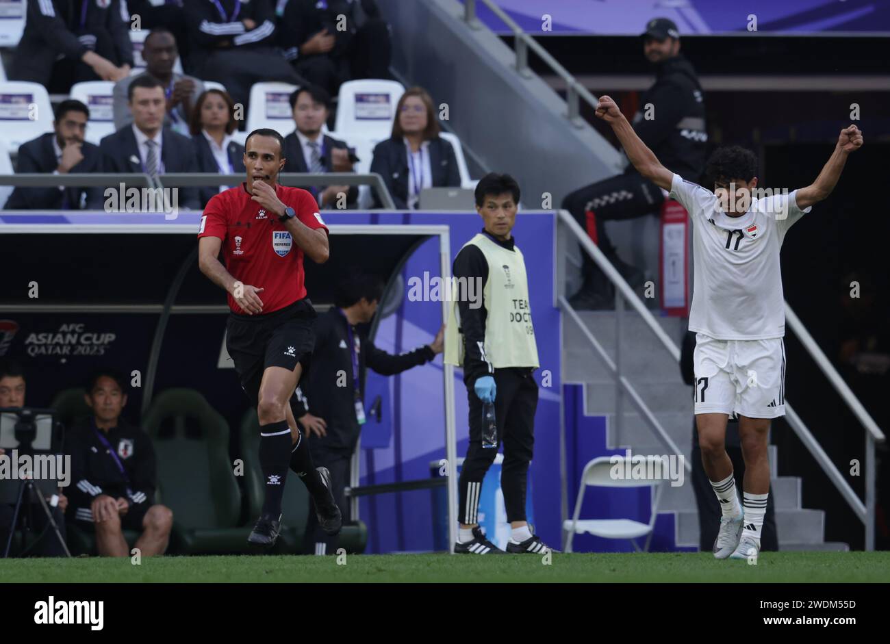 Qatar, Al Rayyan 19 January 2024 - Ali Jasim of Iraq during the match ...