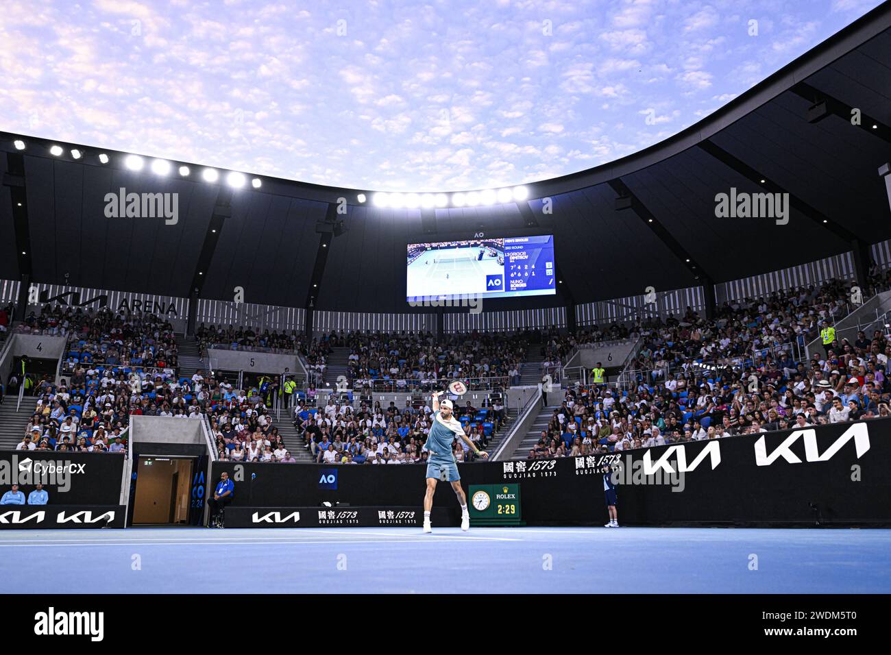 General illustration view of the Kia Arena with Grigor Dimitrov during ...
