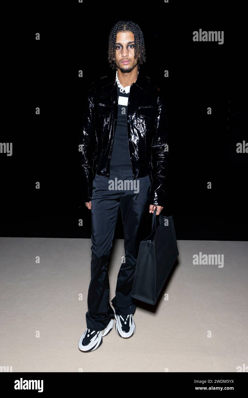 Paris, Frankreich. 20th Jan, 2024. Rayan Laviolette attends BALMAIN ...