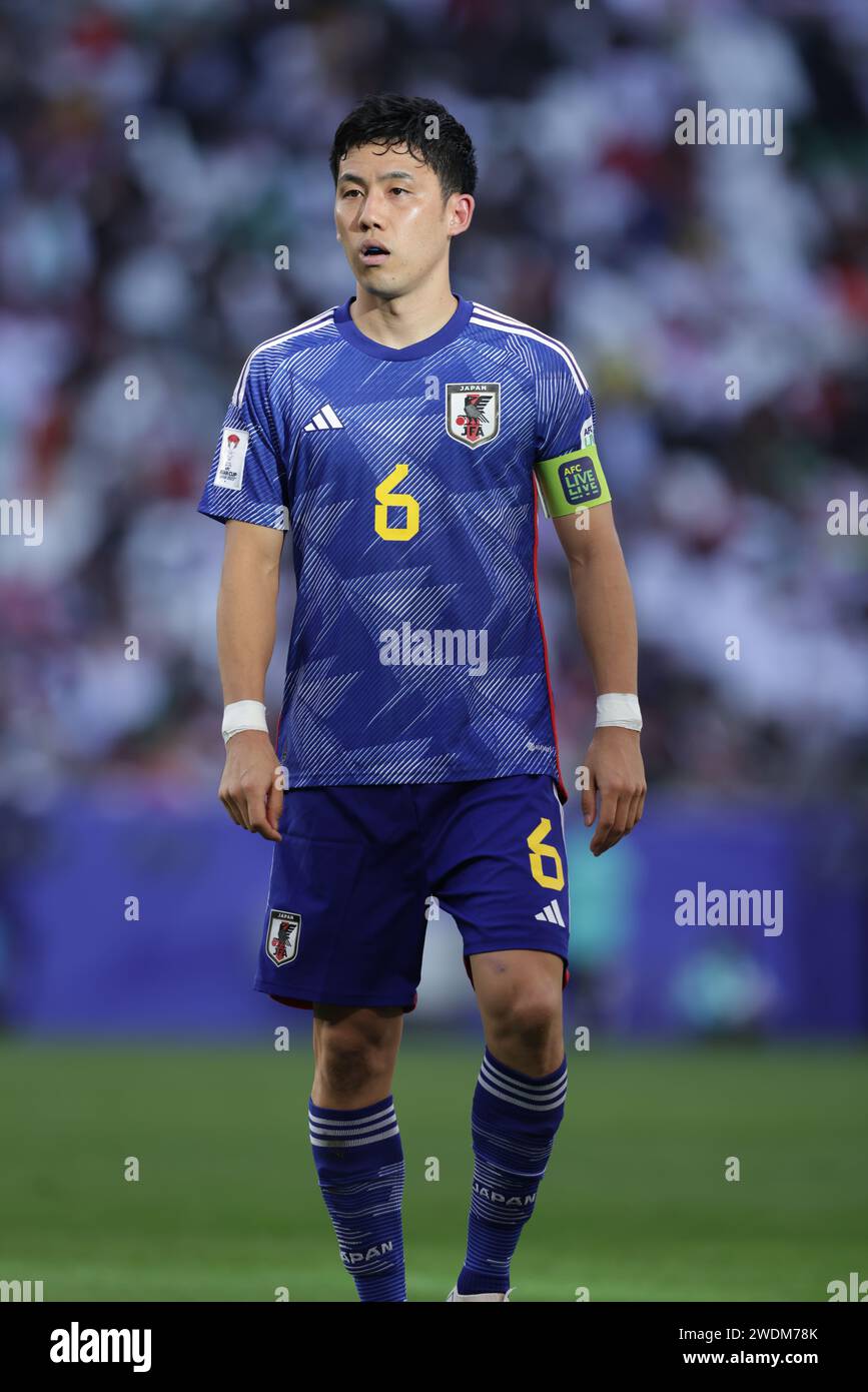 Qatar, Al Rayyan 19 January 2024 - Wataru Endo of Japan with captain ...