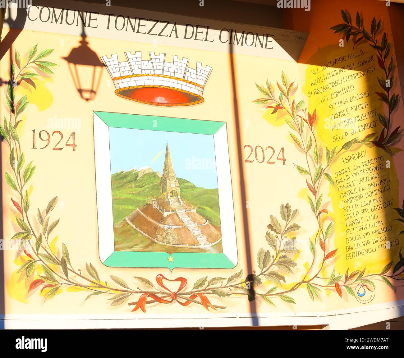 Tonezza del Cimone, VI, Italy - January 4, 2024: large mural for the ...