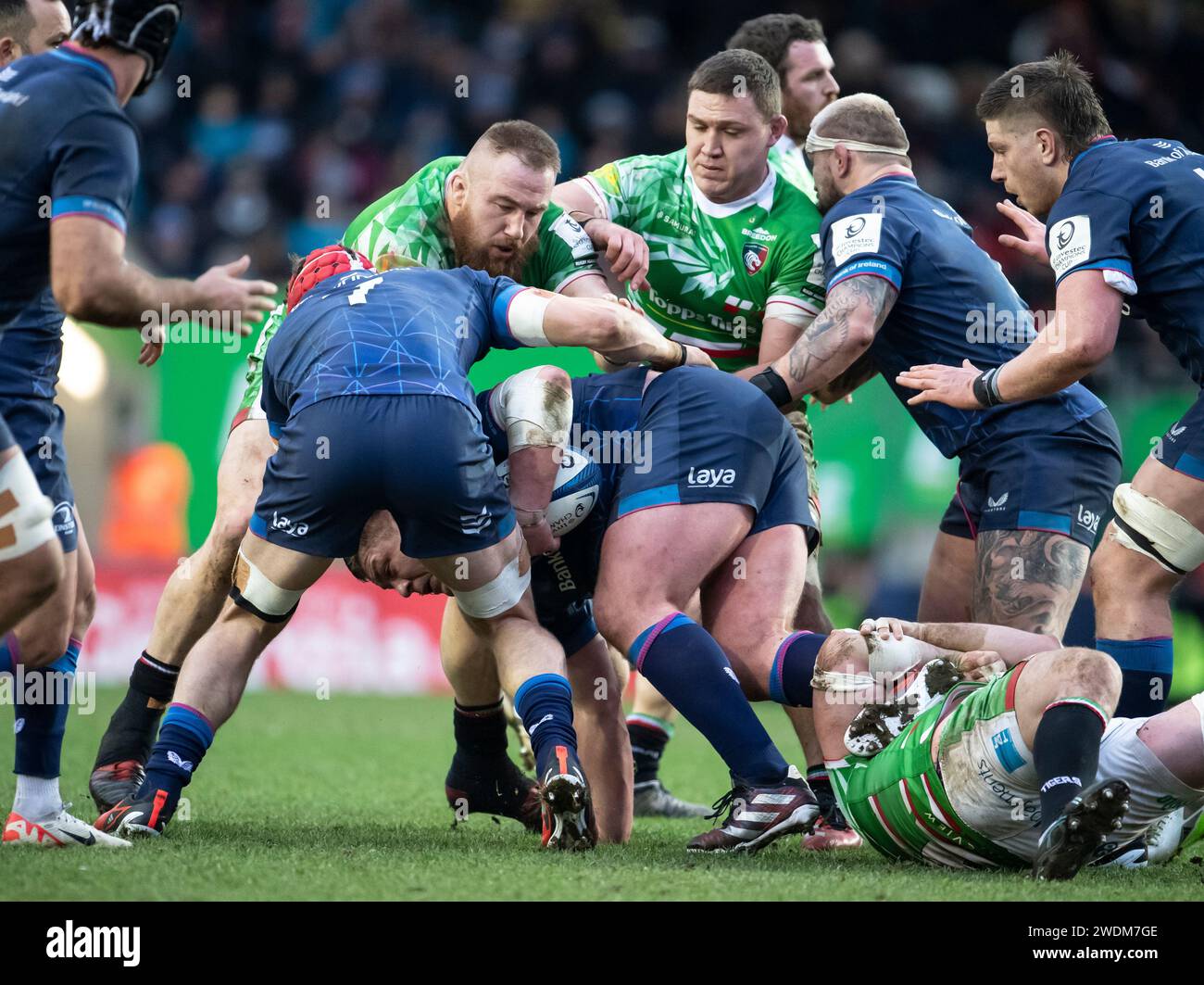 Leicester, England UK on the 20th January 2024. Leicester Joe Heyes and ...