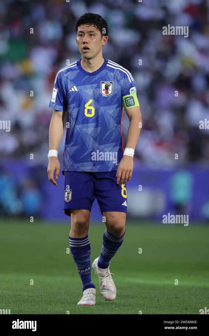 Qatar, Al Rayyan 19 January 2024 - Wataru Endo of Japan with captain ...