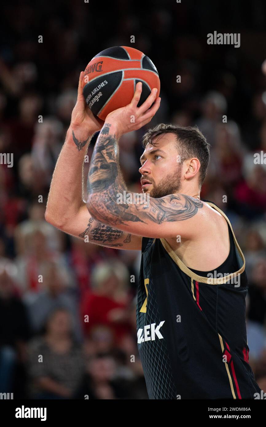 Monaco player #20 Donatas Motiejunas is seen in action during the ...