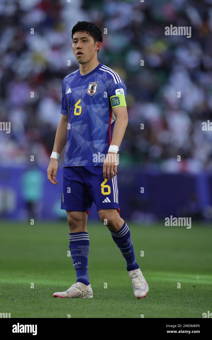 Qatar, Al Rayyan 19 January 2024 - Wataru Endo of Japan with captain ...