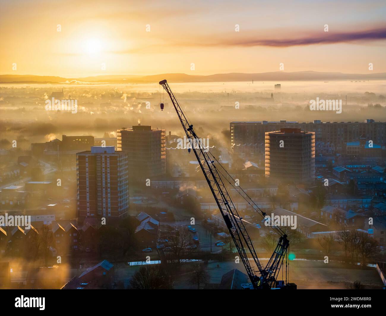 Manchester Skyline on a Misty morning Stock Photo - Alamy