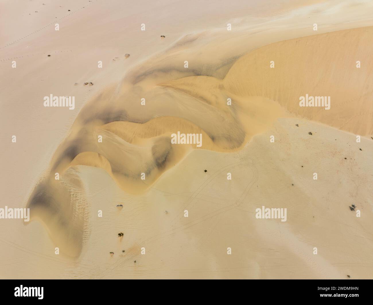Aerial view of Dune 7, a group on sand dunes in Walvis Bay, viewed by ...