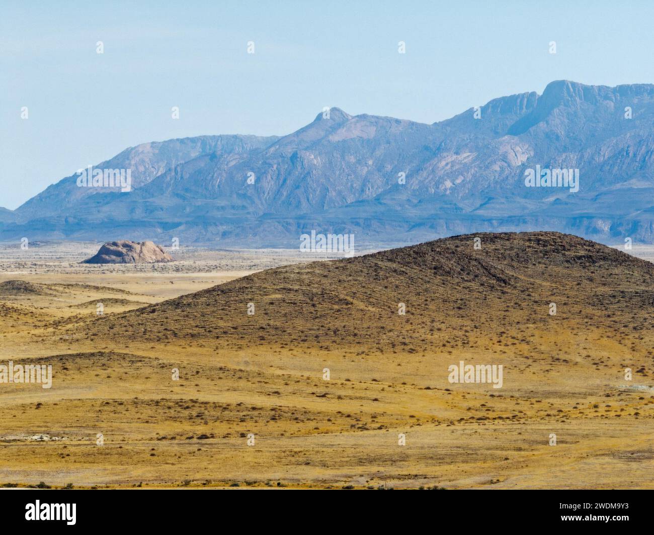 Aerial view of a desert landscape around the Brandberg Mountain, viewed ...