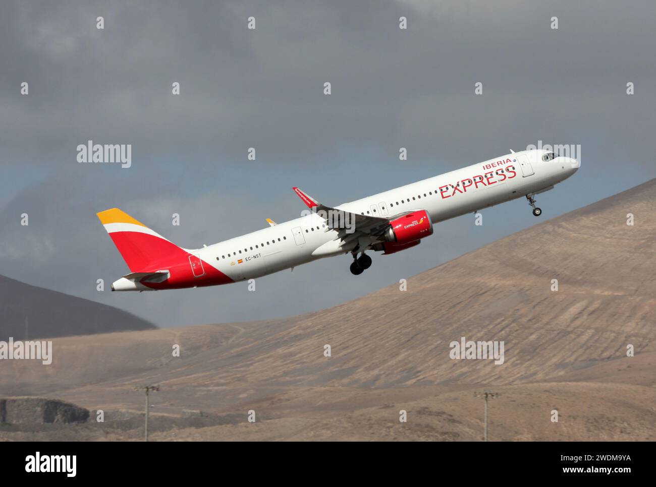 An Airbus A321 Neo of Iberia Express Departs Lanzarote Arrecife Airport ...