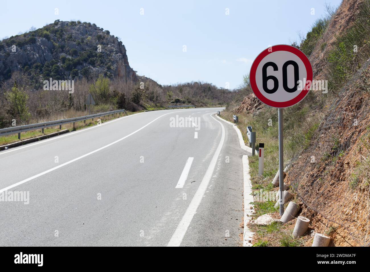 Road sign for the maximum speed limit Stock Photo - Alamy