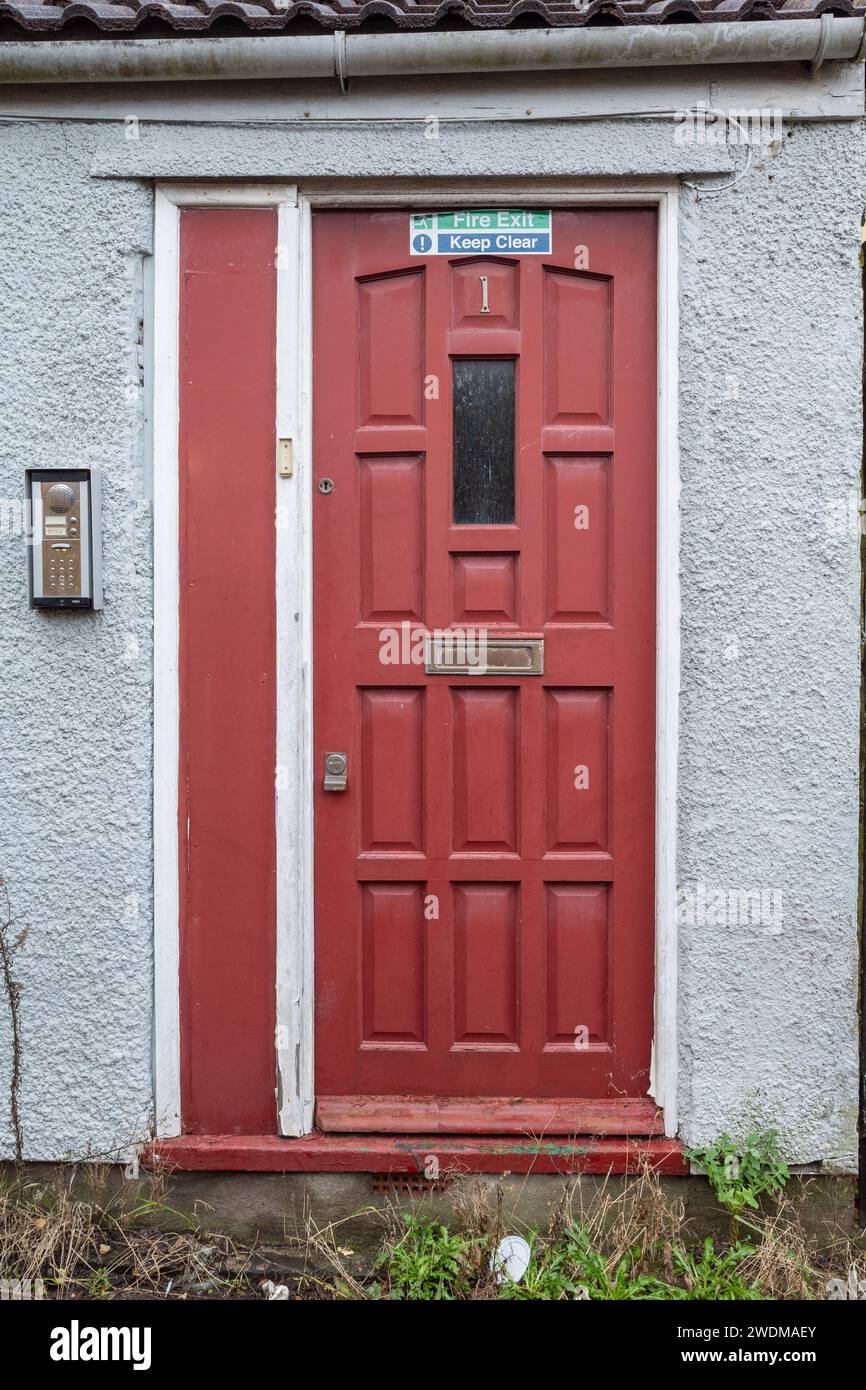 Red wooden panel door Stock Photo - Alamy