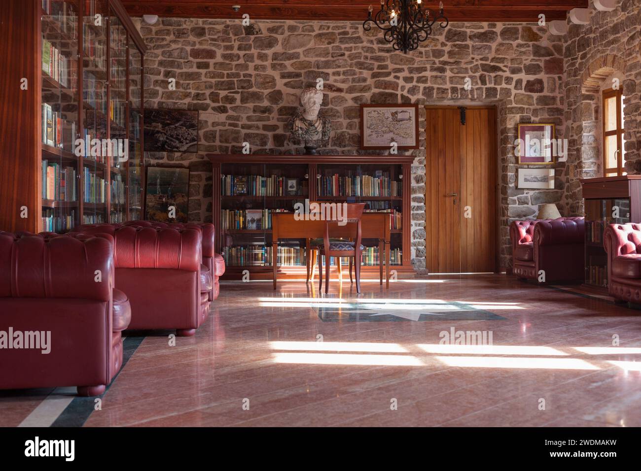 BUDVA, MONTENEGRO - FEBRUARY 7, 2016: The Library in the Citadel museum ...