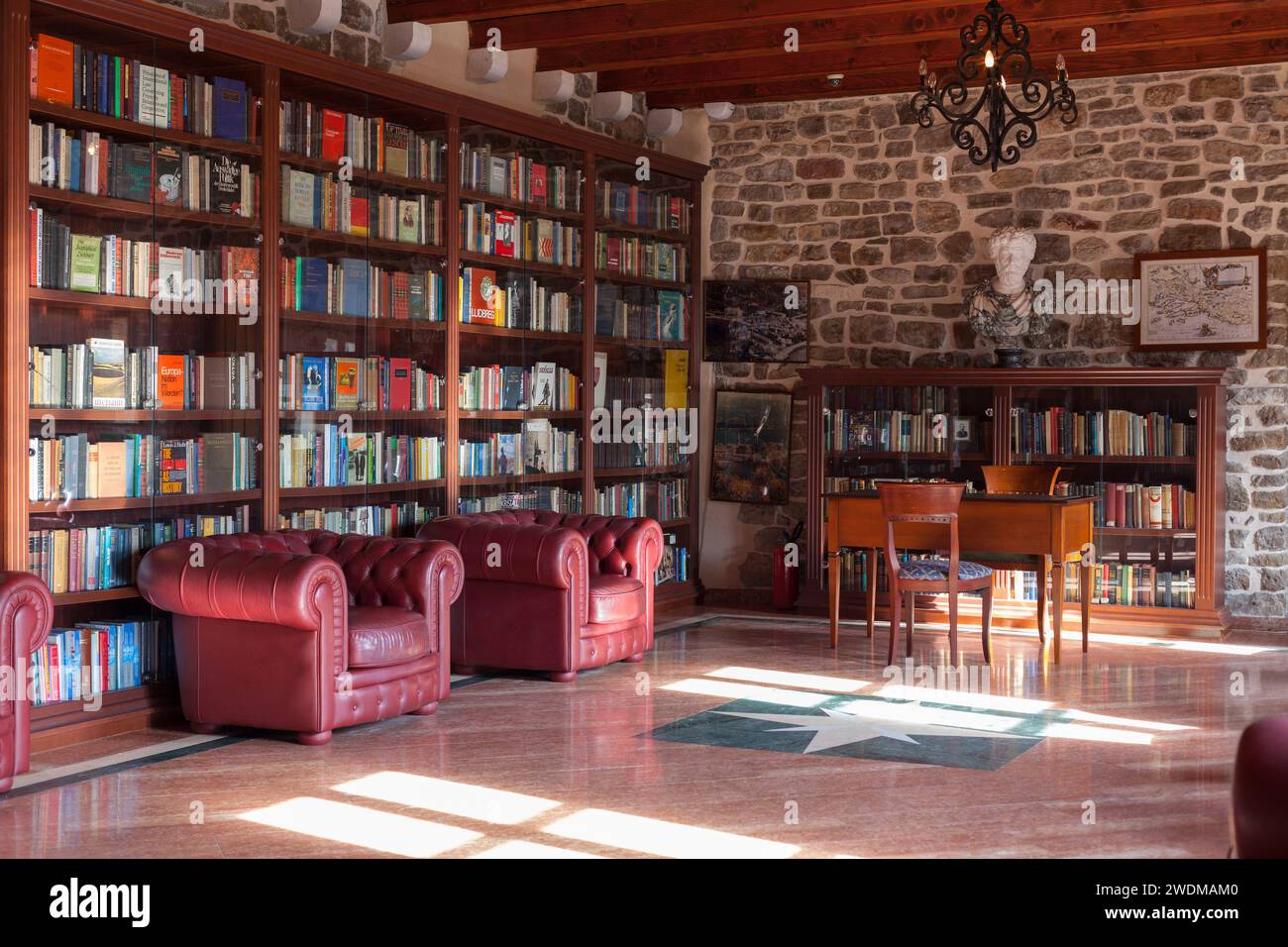 BUDVA, MONTENEGRO - FEBRUARY 7, 2016: The Library in the Citadel museum ...