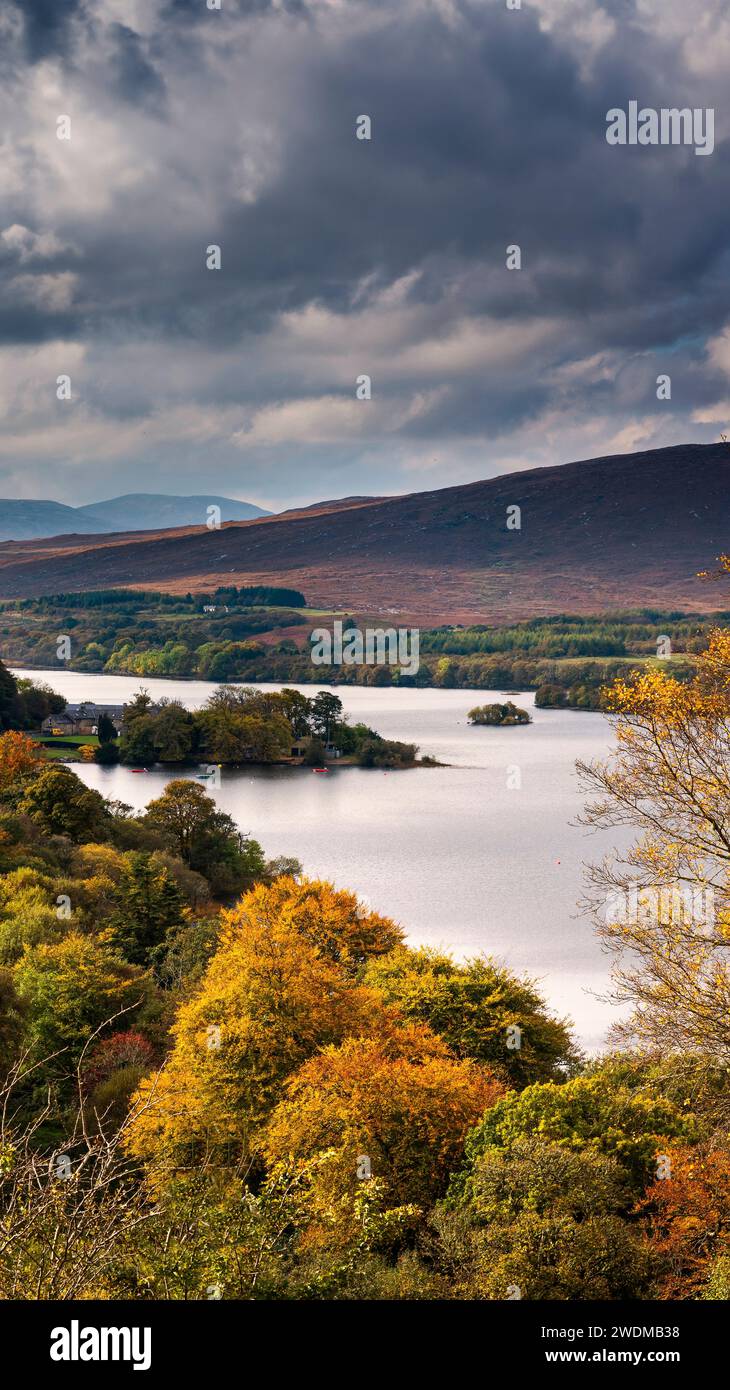 Autumn view over trees and Lough Gartan at Church Hill,County Donegal ...