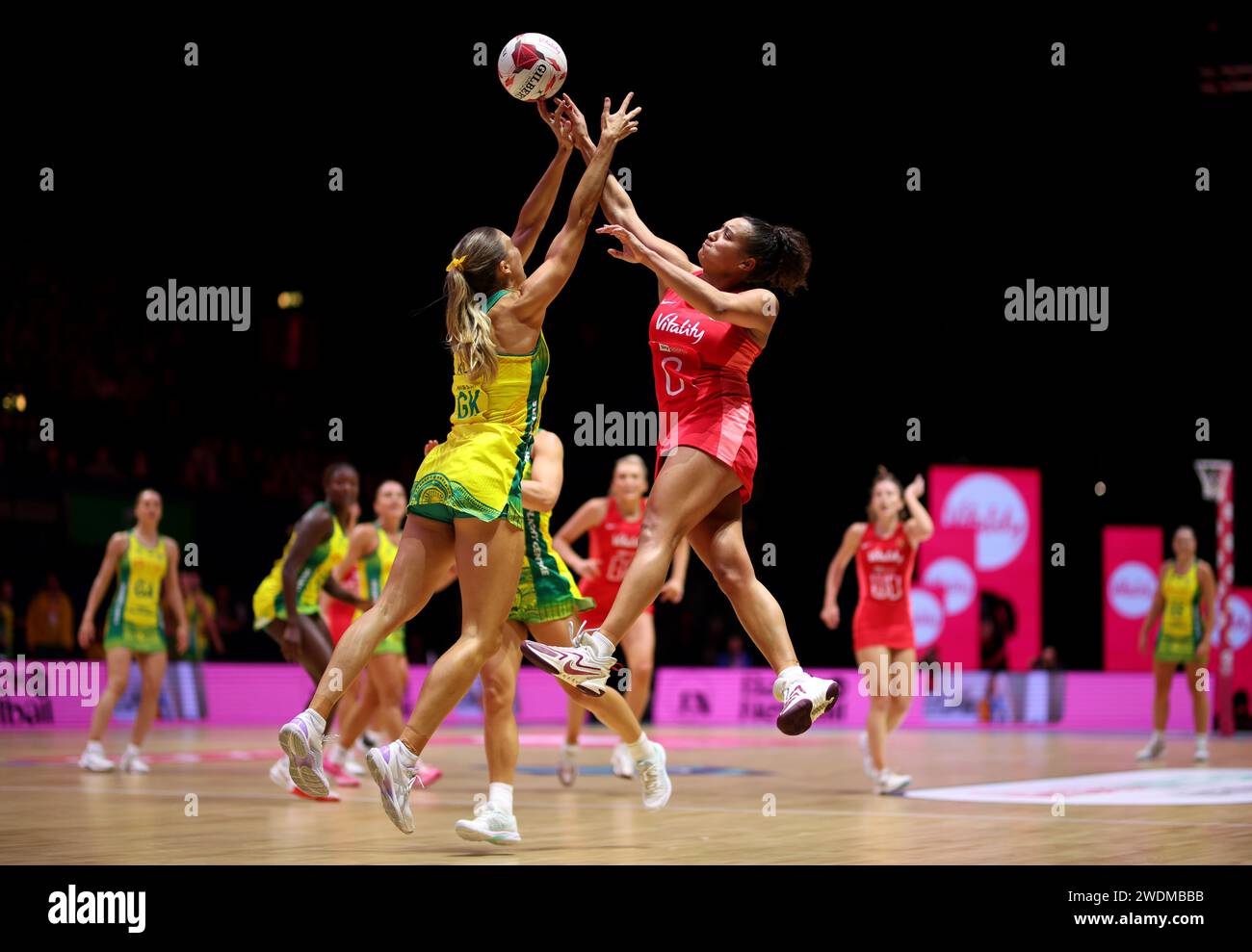 Australia's Courtney Bruce and England's Imogen Allison in action ...