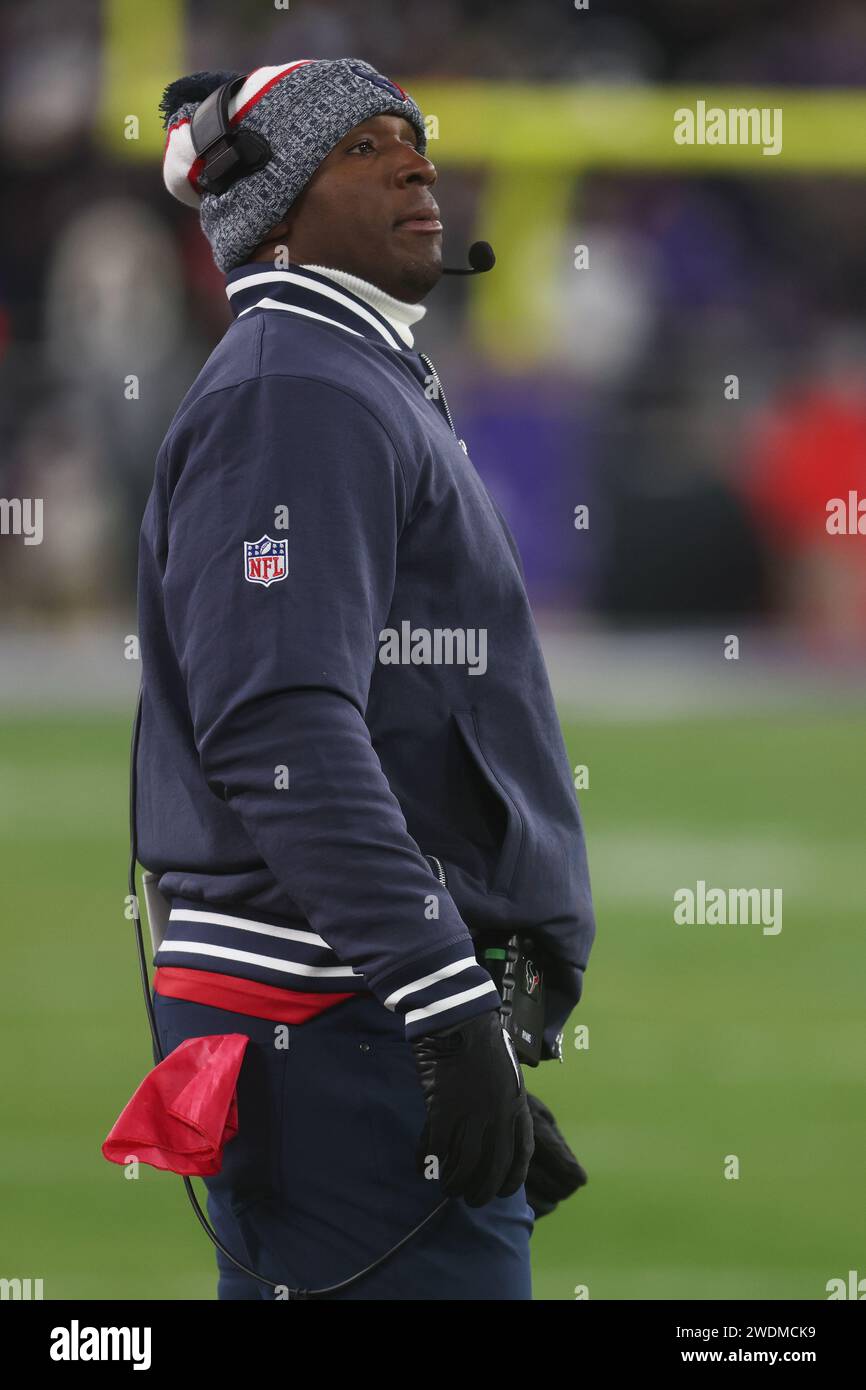 Baltimore, MD, USA. 20th Jan, 2024. Houston Texans head coach DeMeco ...