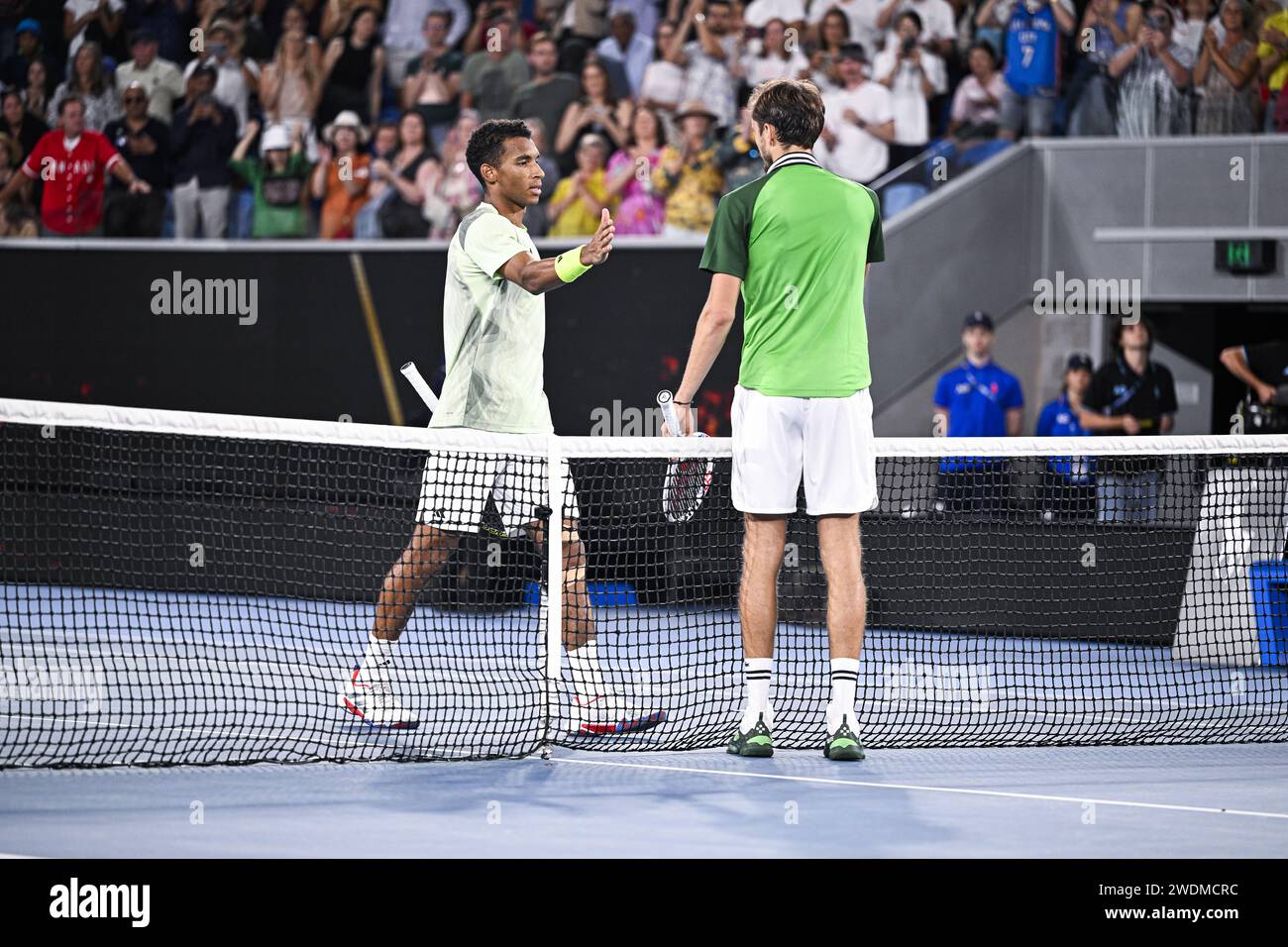 Daniil Medvedev and Felix Auger-Aliassime during the Australian Open AO 2024 Grand Slam tennis ...
