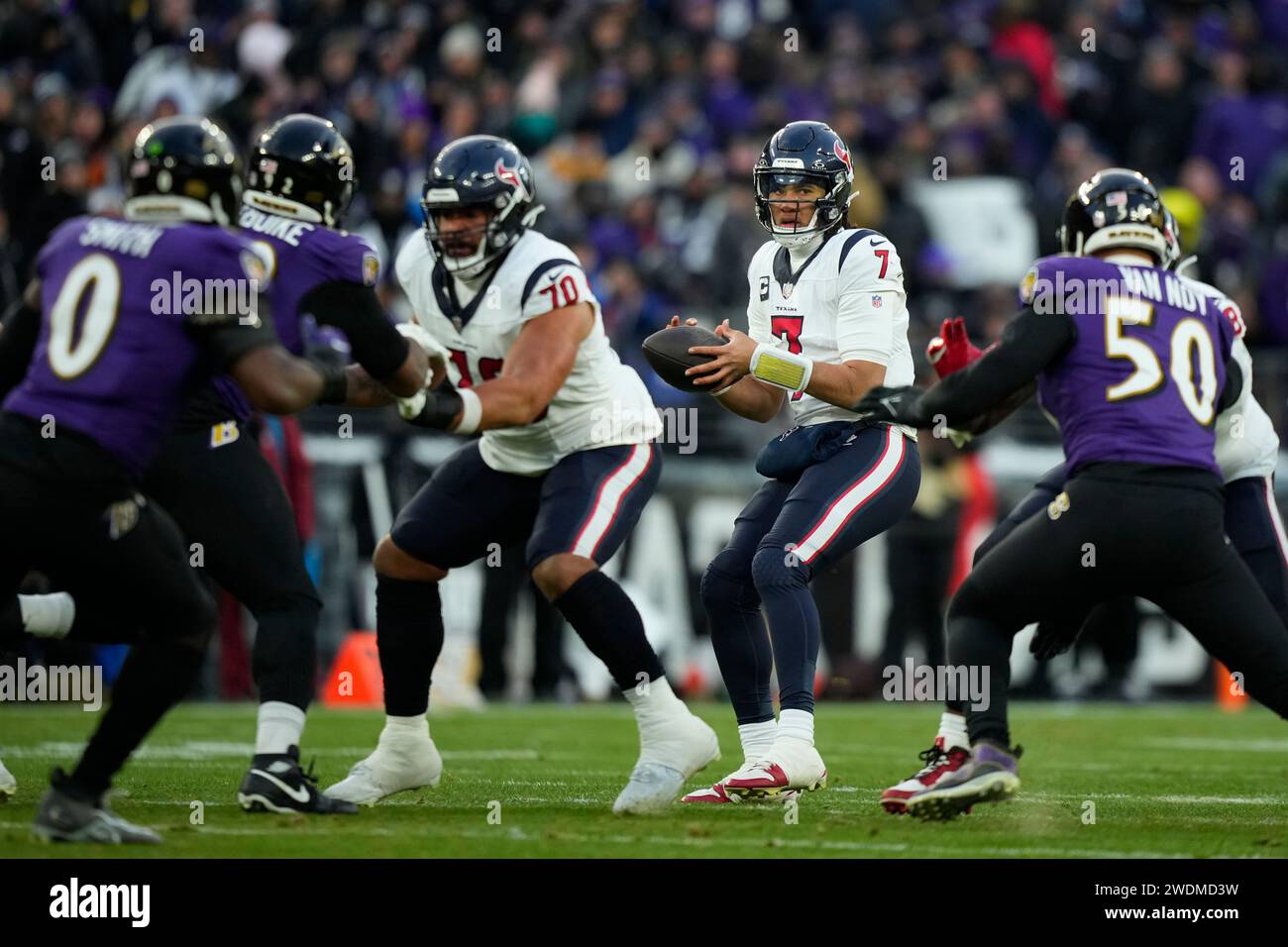 Houston Texans' C.J. Stroud plays during an NFL football AFC divisional playoff game, Saturday ...