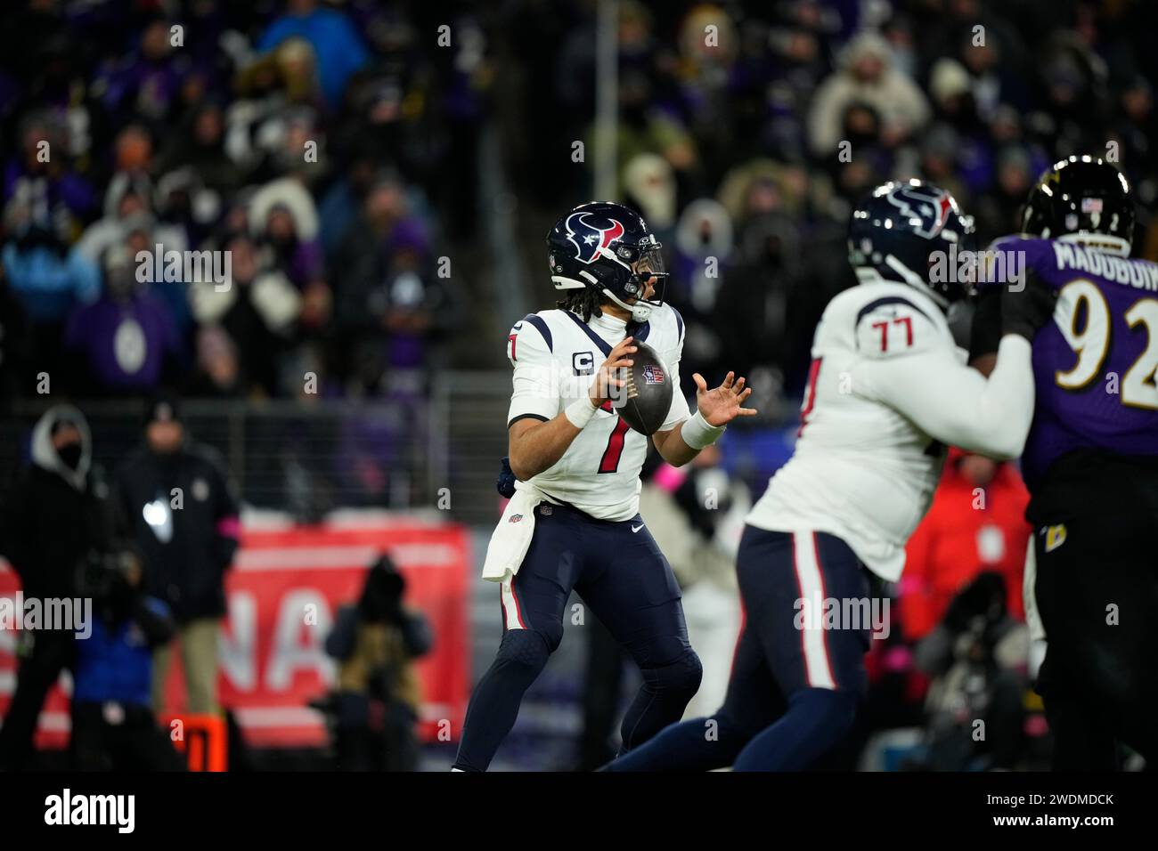 Houston Texans' C.J. Stroud plays during an NFL football AFC divisional playoff game, Saturday ...