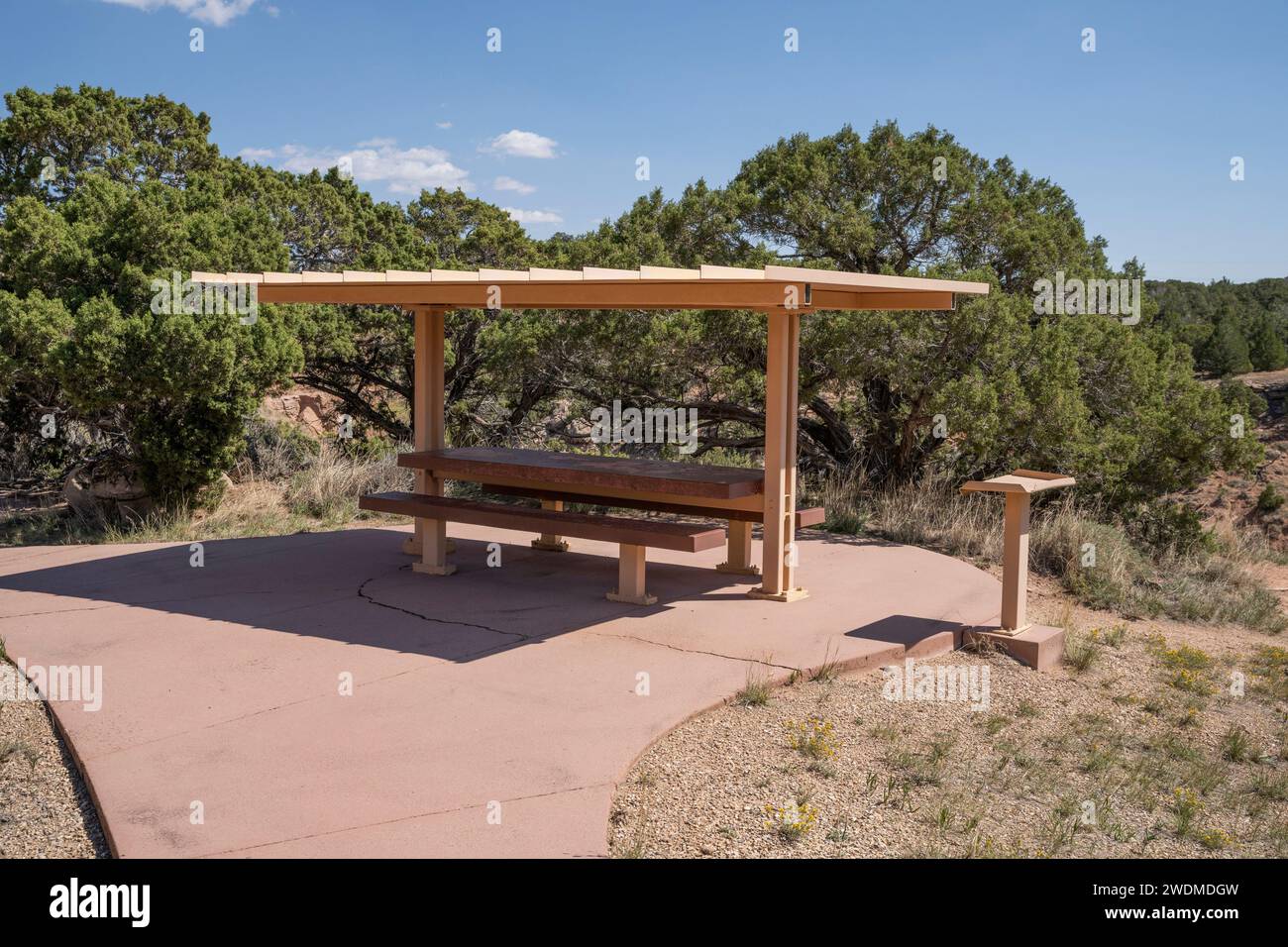 Rural western rest stop/picnic area with table and roof for shade Stock ...