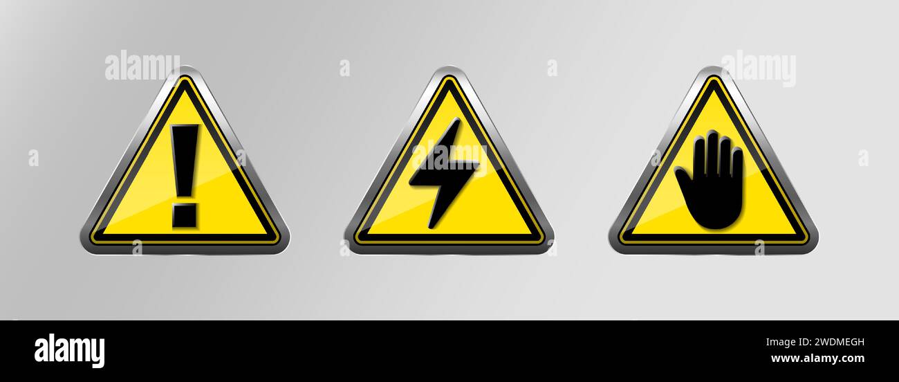 realistic vector icon set. Warning signs isolated on white background ...