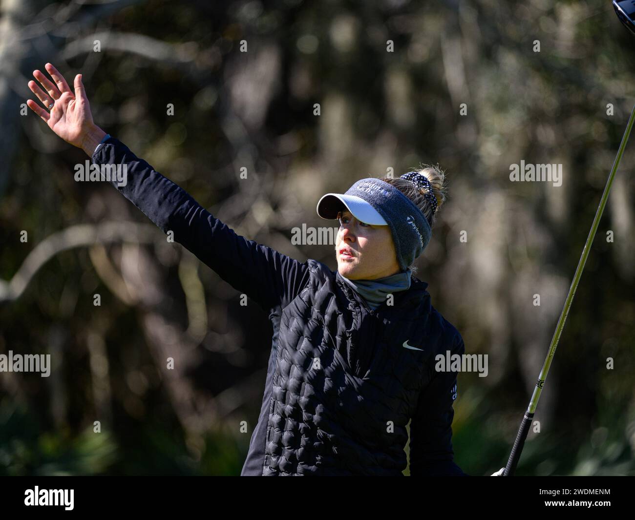 Orlando, USA. 21st Jan, 2024. January 21, 2024: Nelly Korda signals a ...