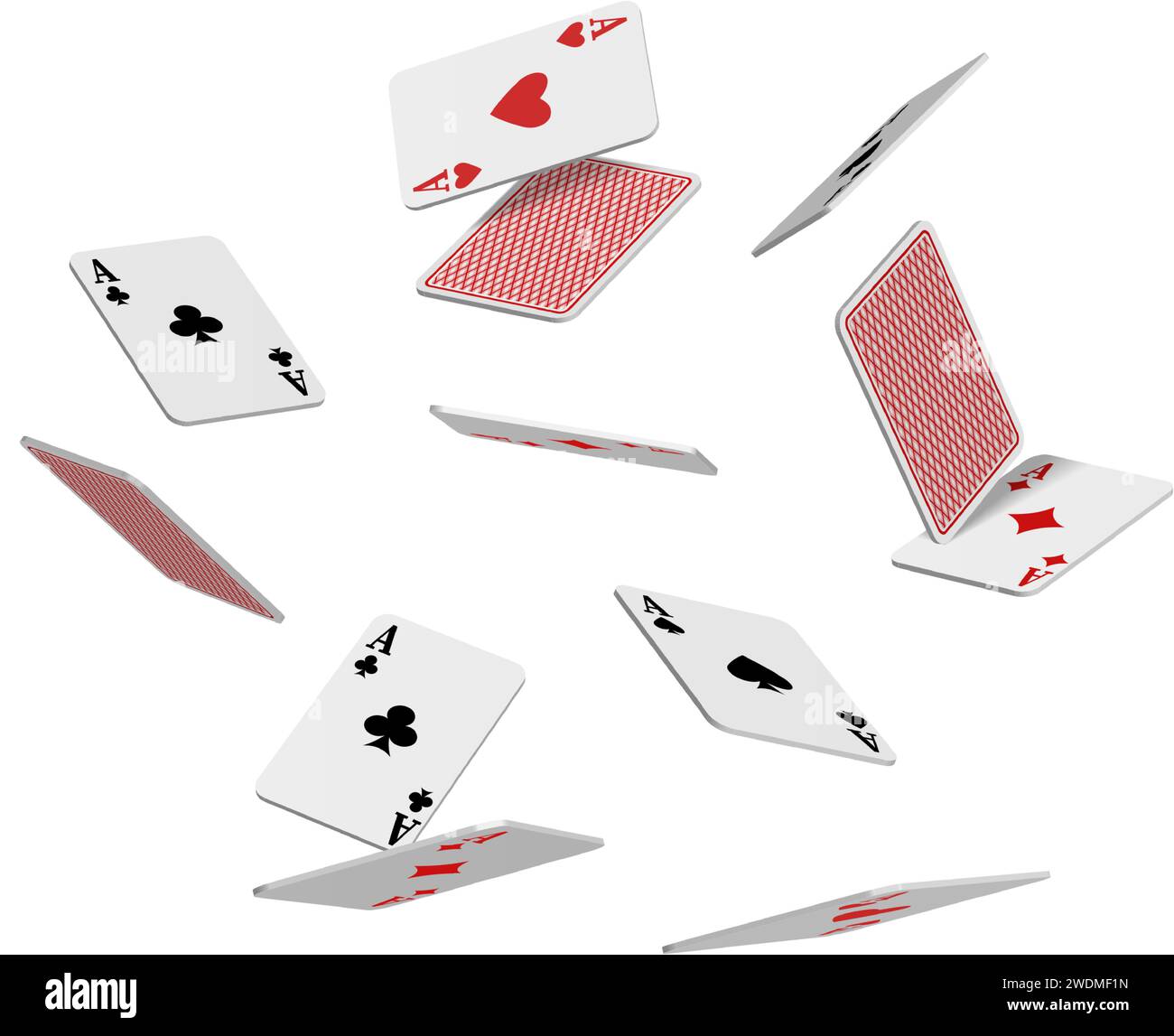 realistic vector icon. Flying playing cards of aces of diamonds clubs ...