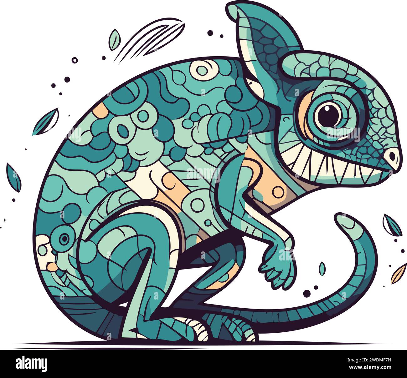 Cute chameleon. Zentangle style. Vector illustration Stock Vector Image ...