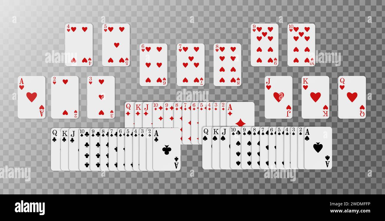 realistic vector icon illustration. Full deck of poker playing cards ...