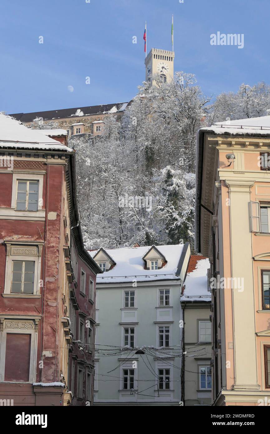Ljubljana, Slovenia - 21 January 2024: A general view of Ljubljana ...