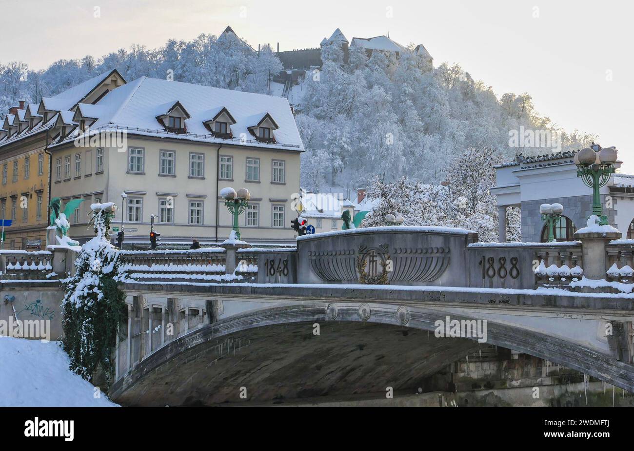 Ljubljana, Slovenia - 21 January 2024: A general view of Ljubljana ...