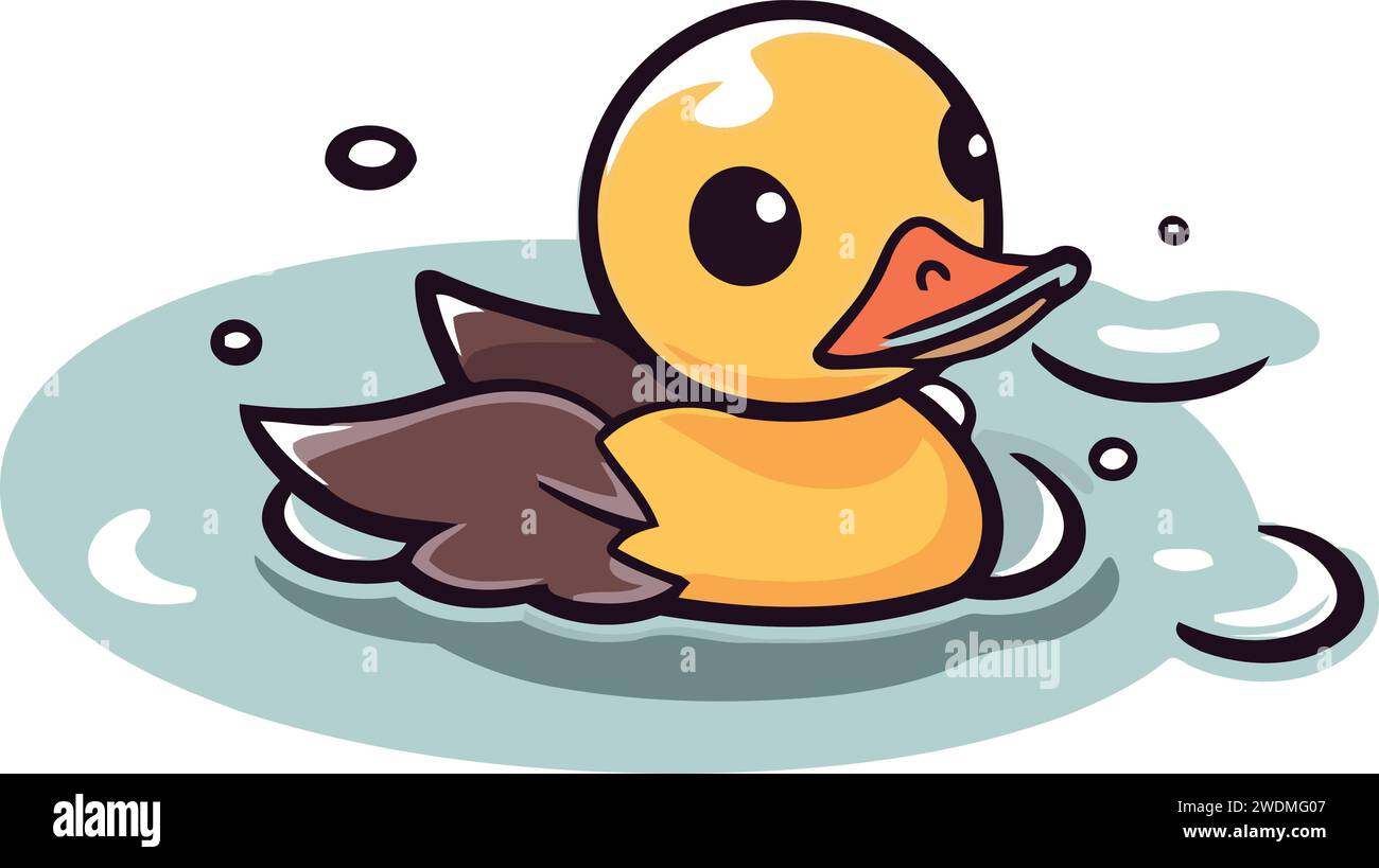 Happy duckling swimming Stock Vector Images - Alamy