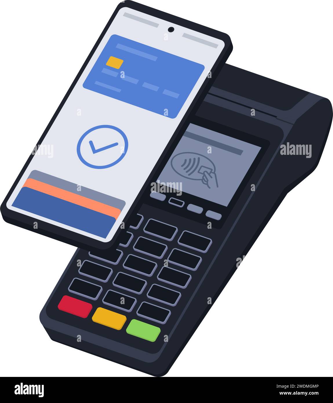 POS terminal accepting a digital wallet payment on smartphone Stock Vector Image & Art - Alamy