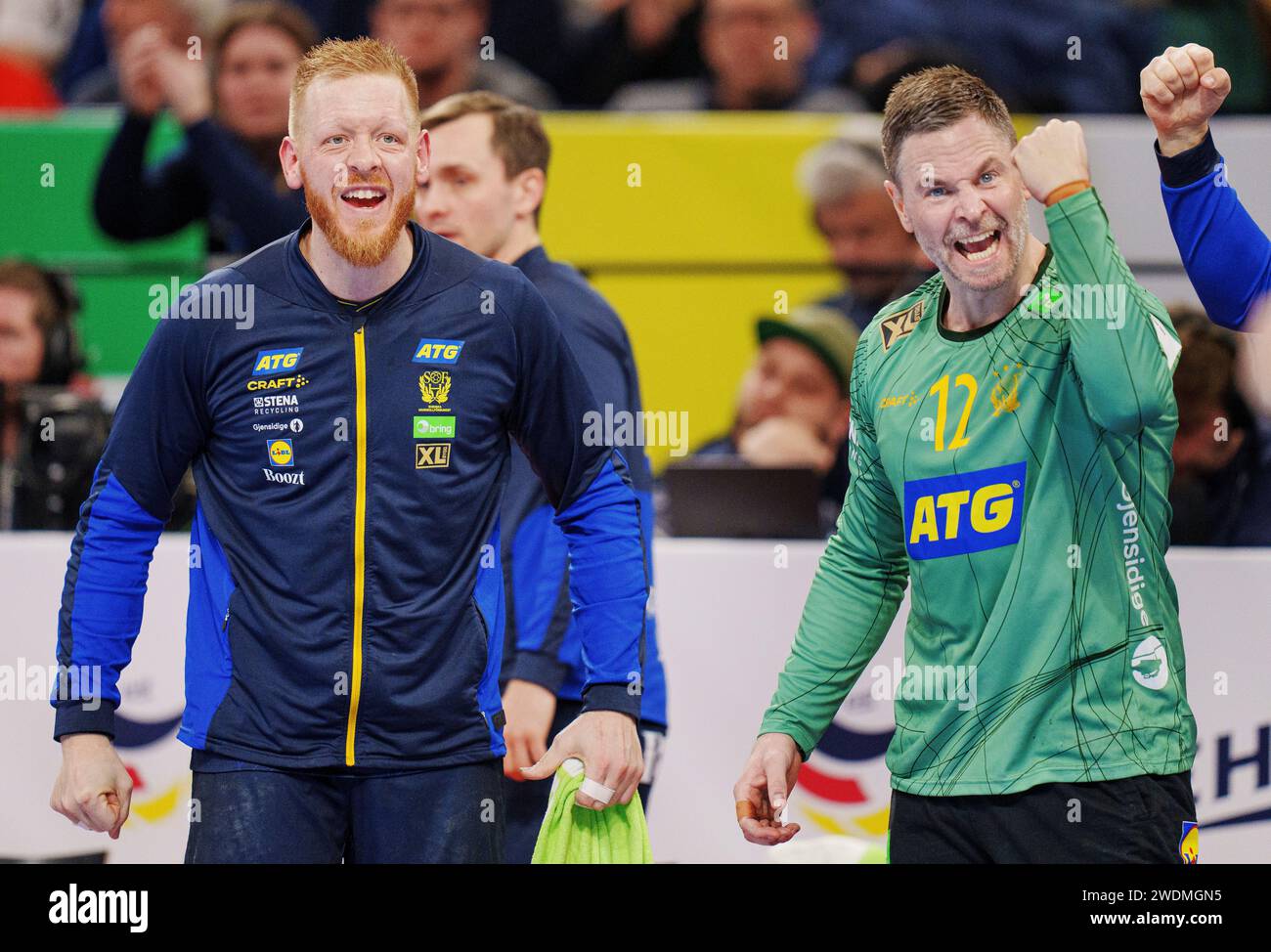 Sweden's Jim Gottfridsson and Andreas Palicka during the EHF European ...