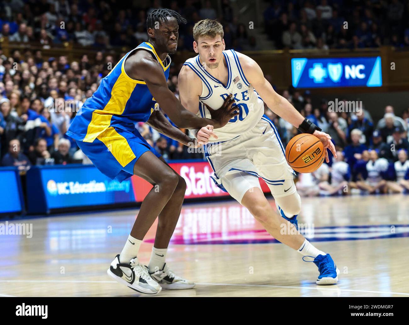 January 20, 2024: Duke University sophomore Kyle Filipowski (30) drives ...