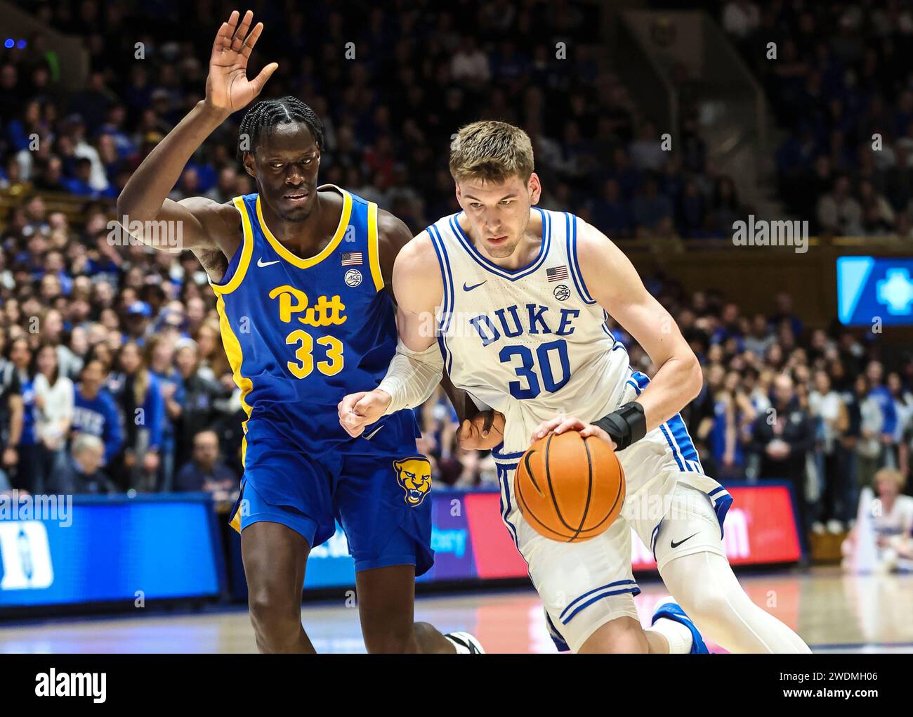 January 20, 2024: Duke University sophomore Kyle Filipowski (30) drives ...