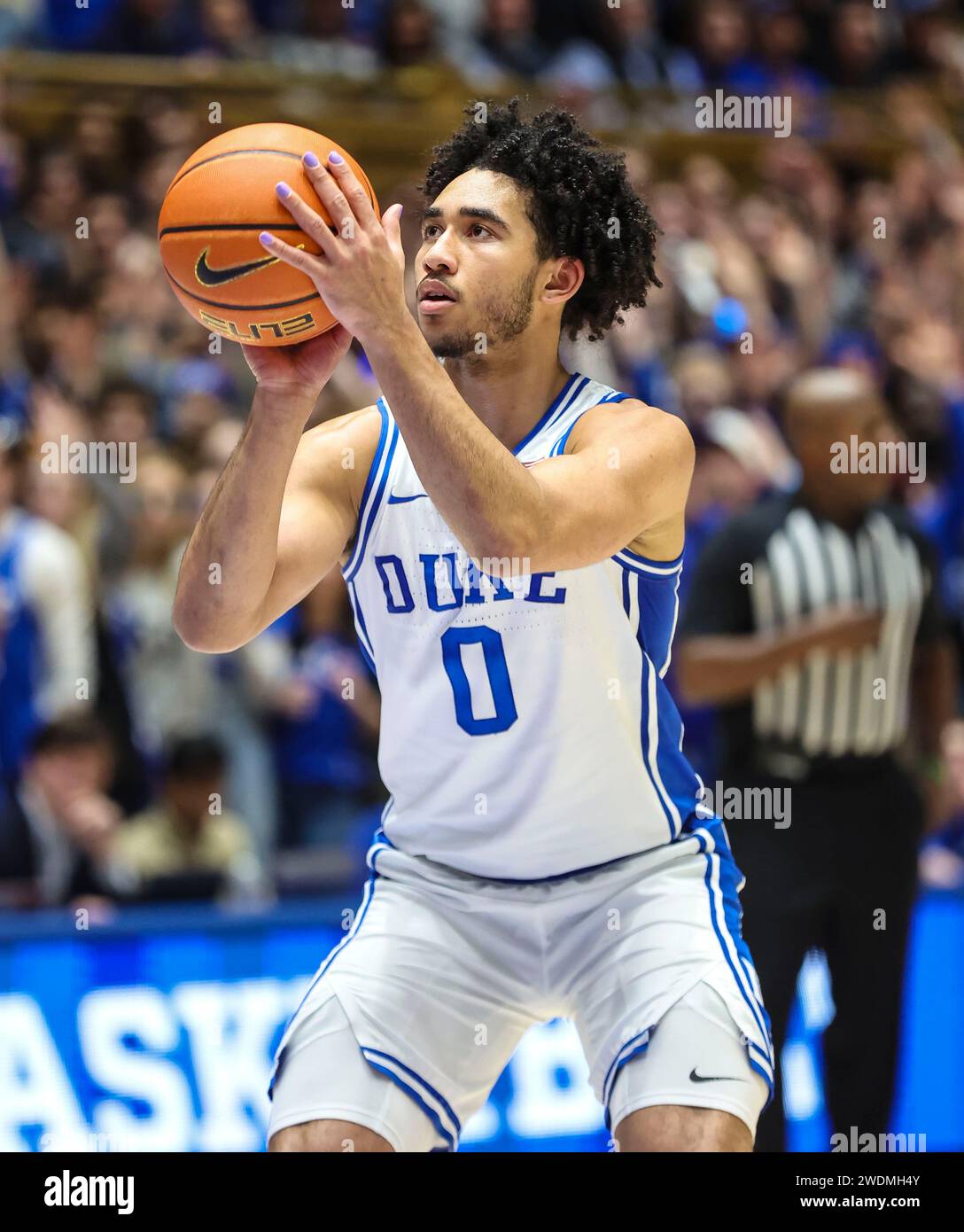 January 20, 2024: Duke University freshman Jared McCain (0) shoots ...