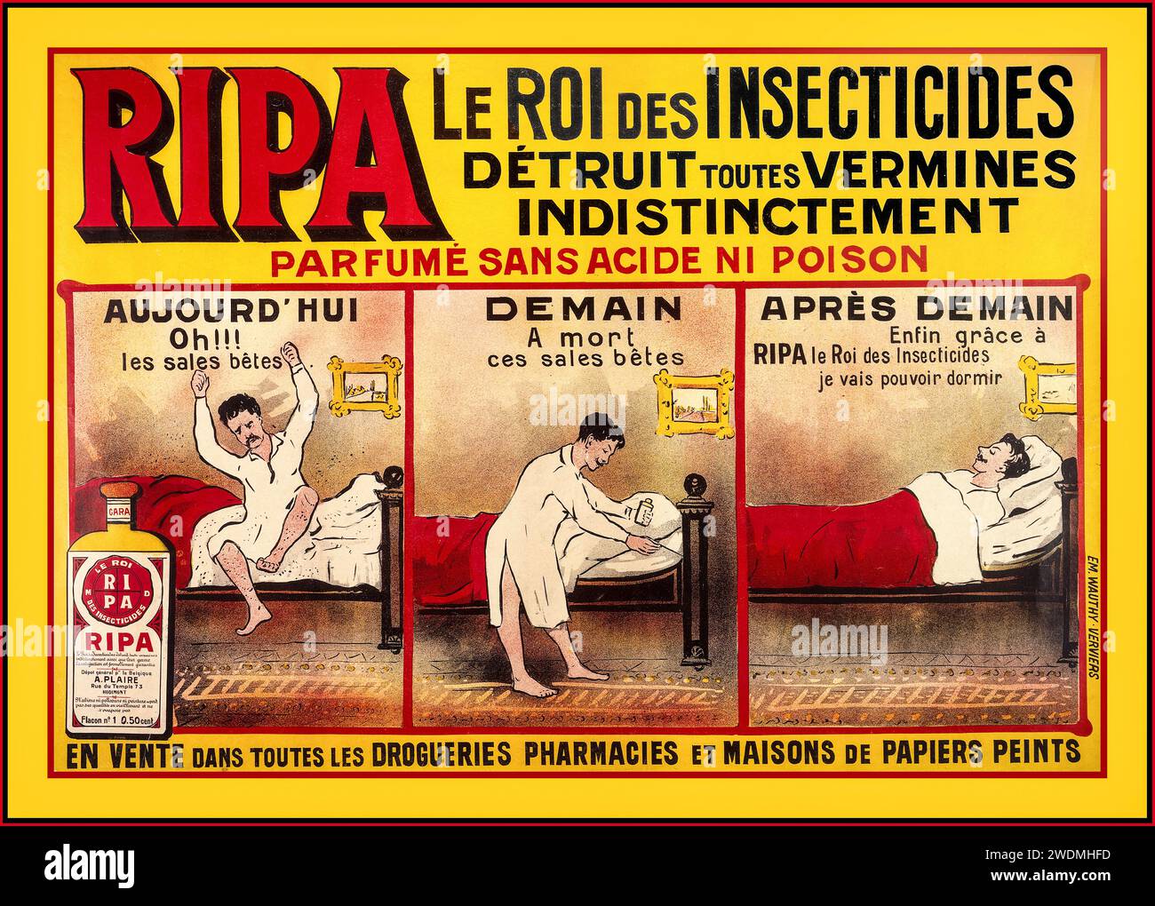 Frencman using ripa insecticide to kill bedbugs hi-res stock ...