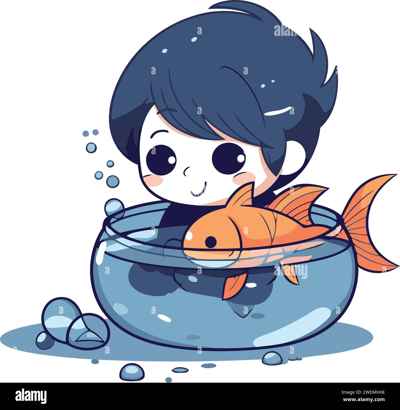 Illustration cute cartoon goldfish in hi-res stock photography and ...