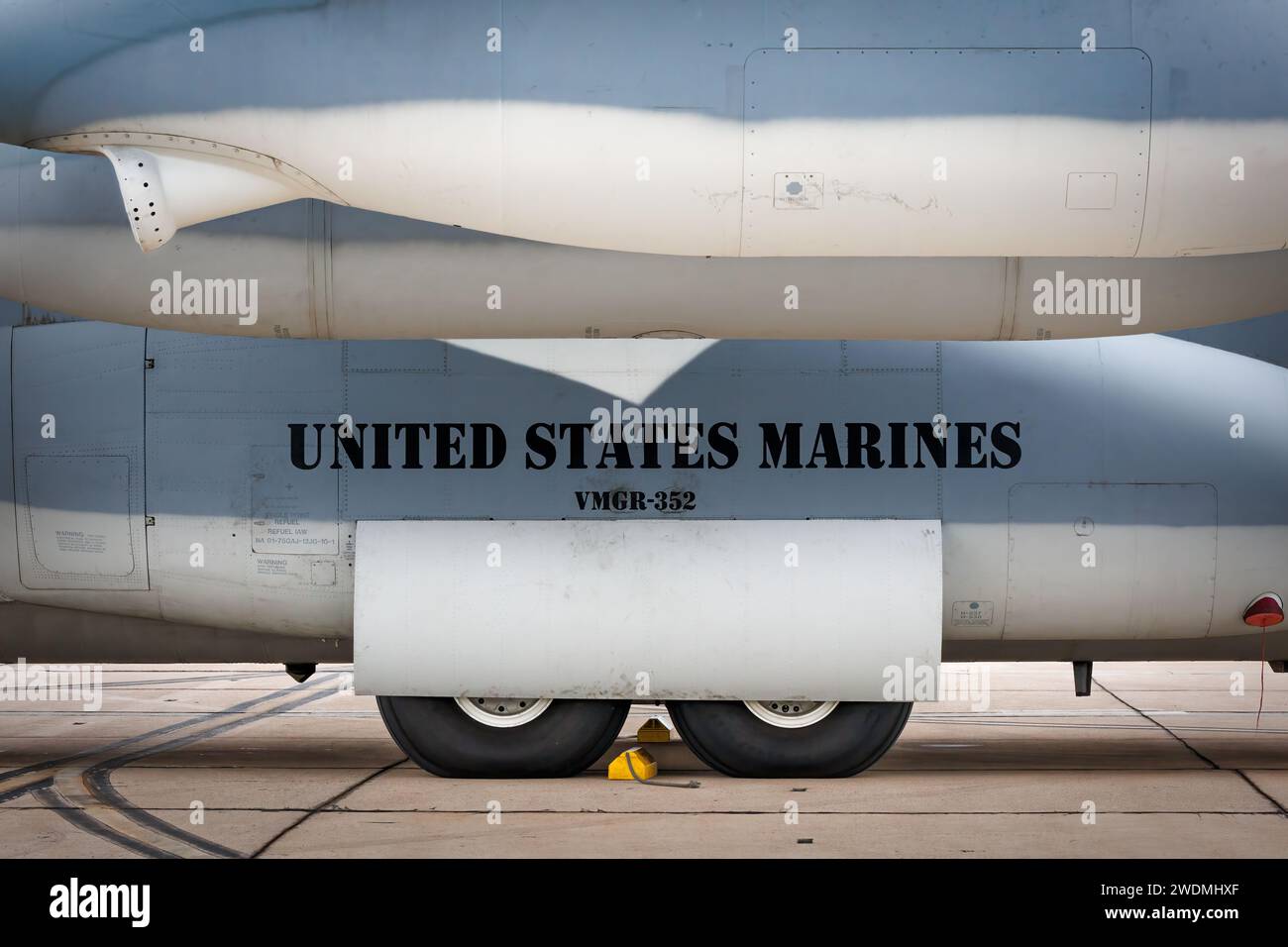 The side of a US Marine Corps C-130 Hercules on display at America's ...