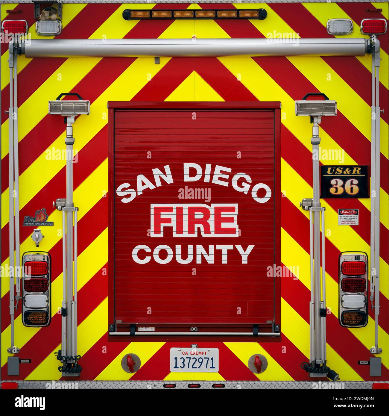 The back end of a San Diego Country Fire Department fire engine on ...