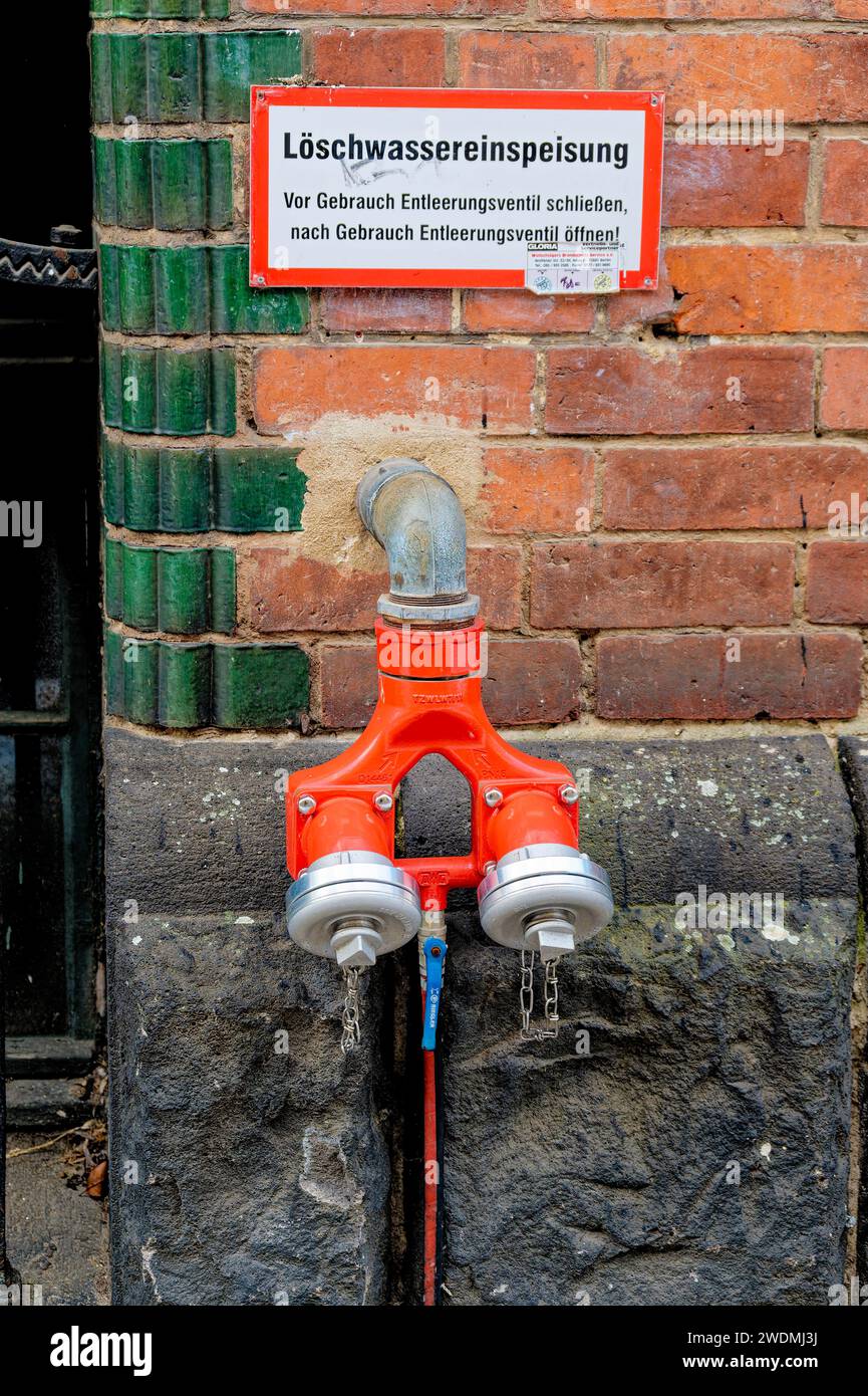 Berlin, Germany - January 19, 2024: Fire hydrant with hose connection ...