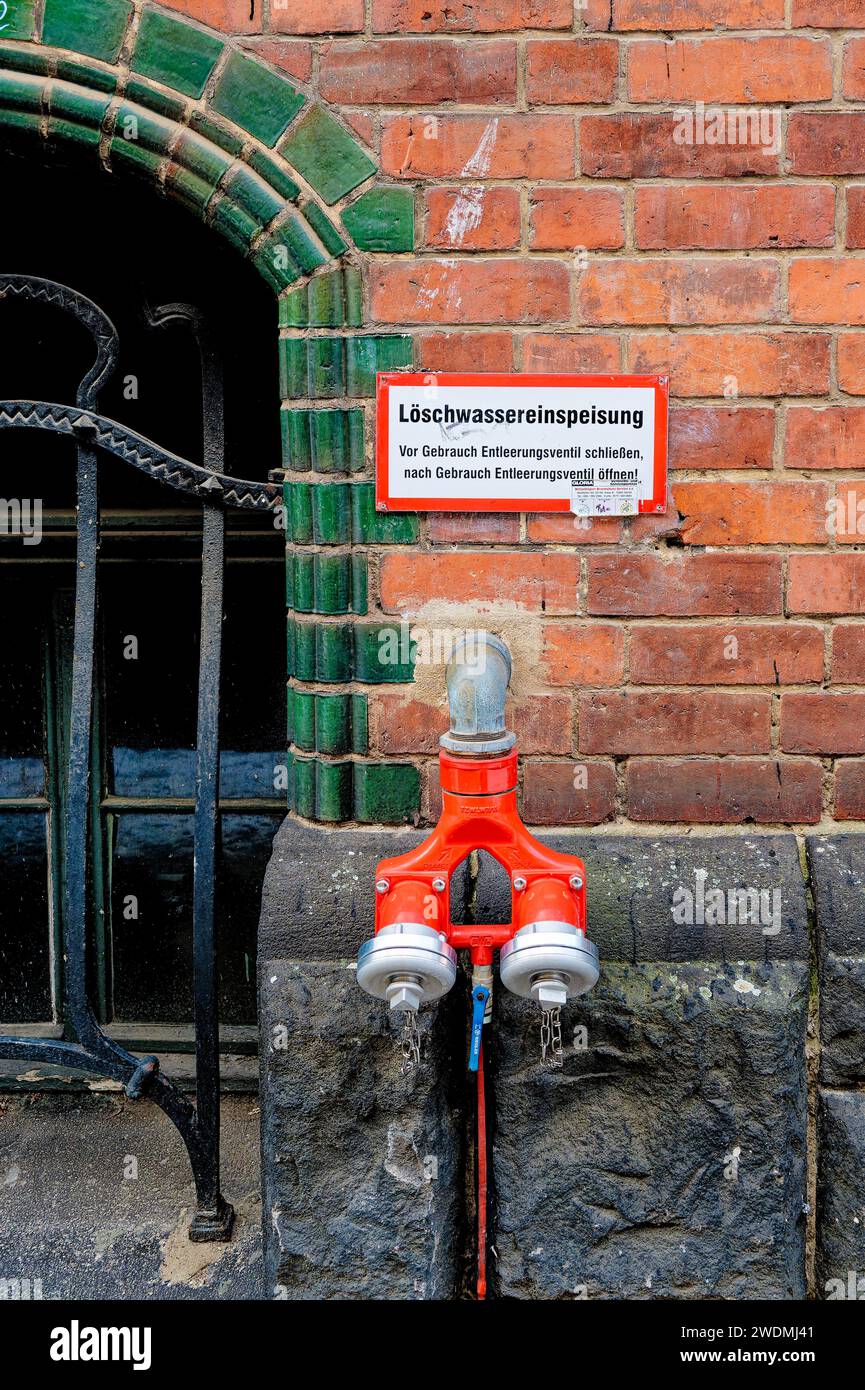 Berlin, Germany - January 19, 2024: Fire hydrant with hose connection ...